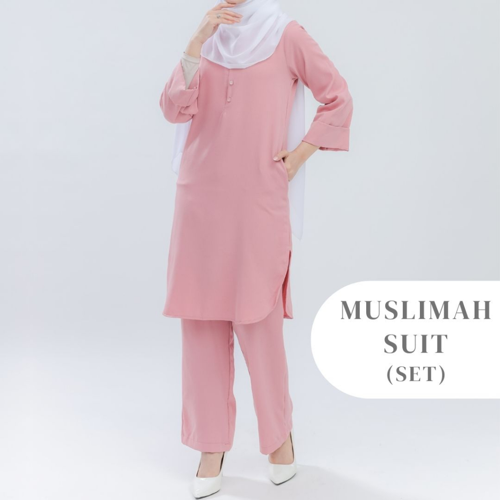 KOZY Suit Muslimah Blouse Labuh Seluar Palazo Muslimah Suit Set Warda ...