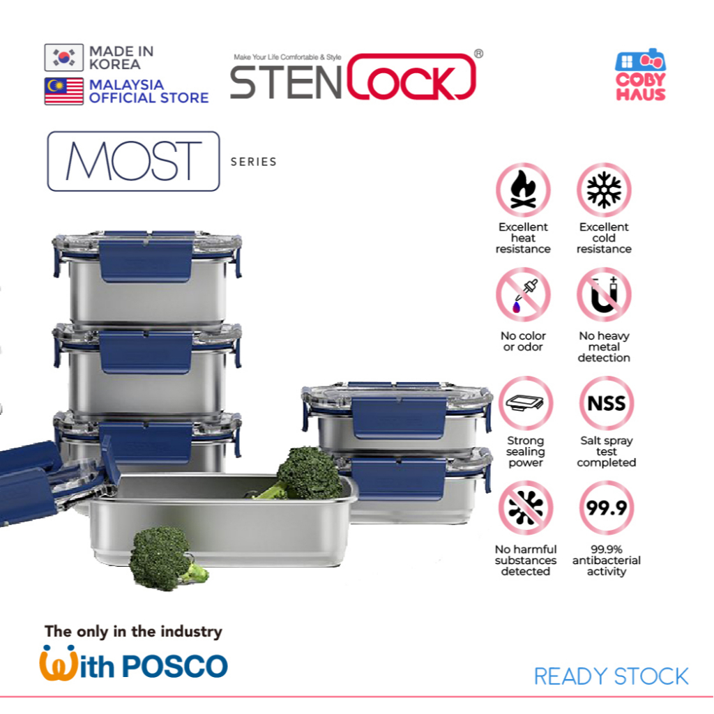 STENLOCK Korea Stainless Steel 304 Airtight Food Container Most Series | Shopee Malaysia