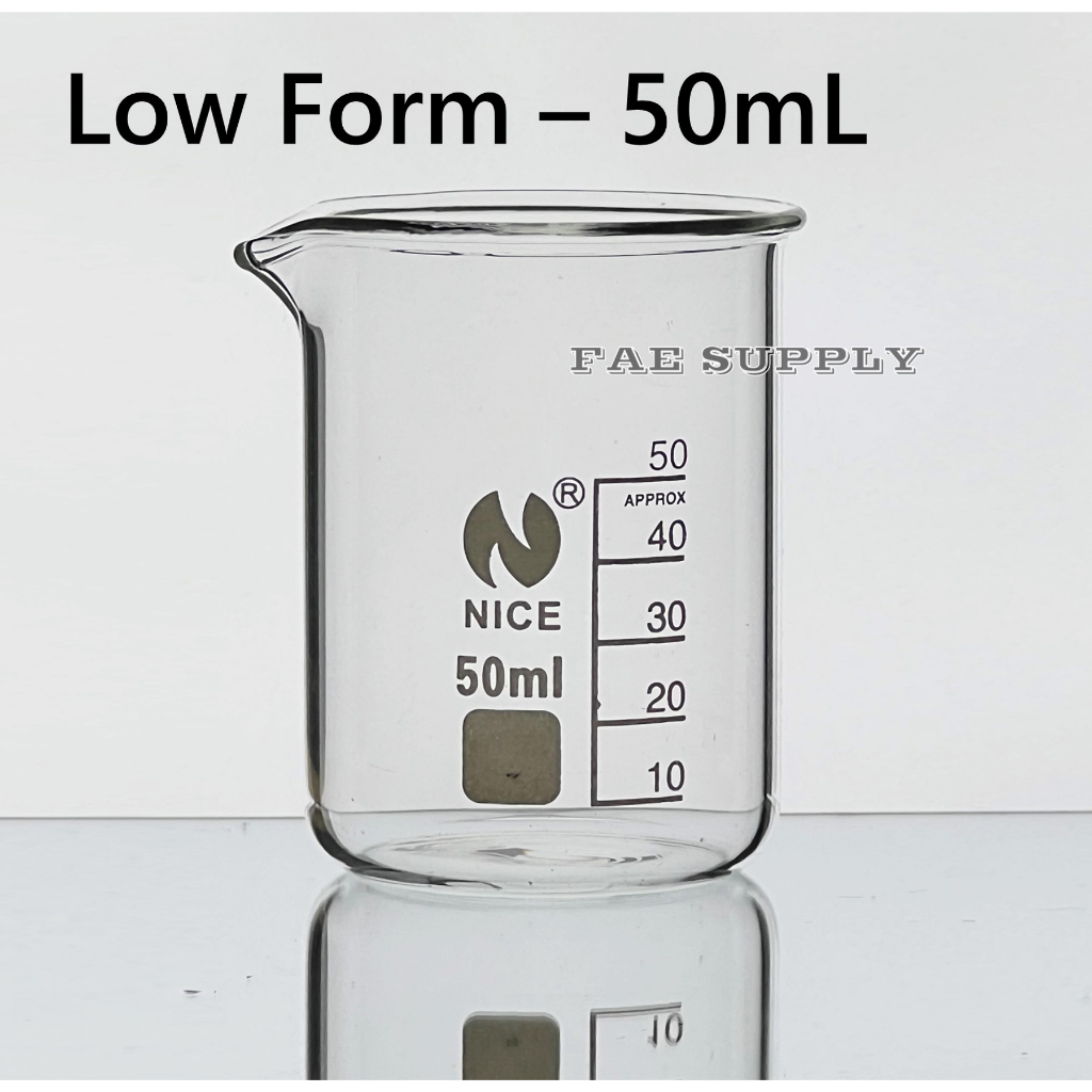 Glass Beaker Bikar Kaca Borosilicate Low Form with graduation, 25 50 ...