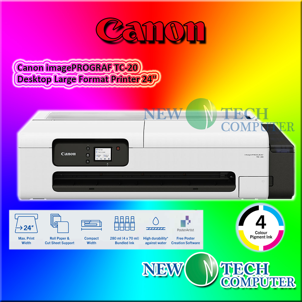 Canon imagePROGRAF TC-20 24" Desktop Large Format CAD Drawings and Posters A1+ 4 Ink Refill ...