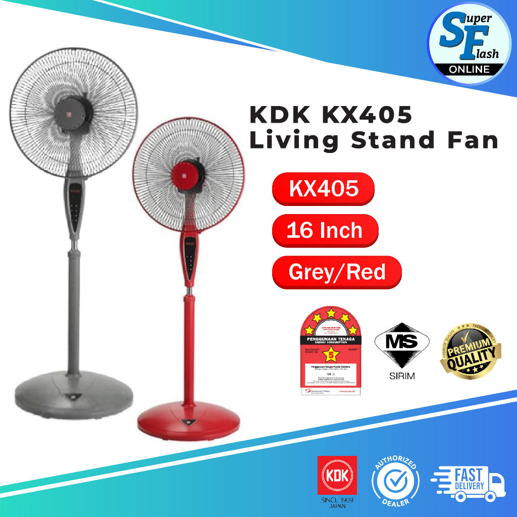 KDK KX405 16" Living Stand Fan (Grey & Red ) (Good Quality) | Shopee ...