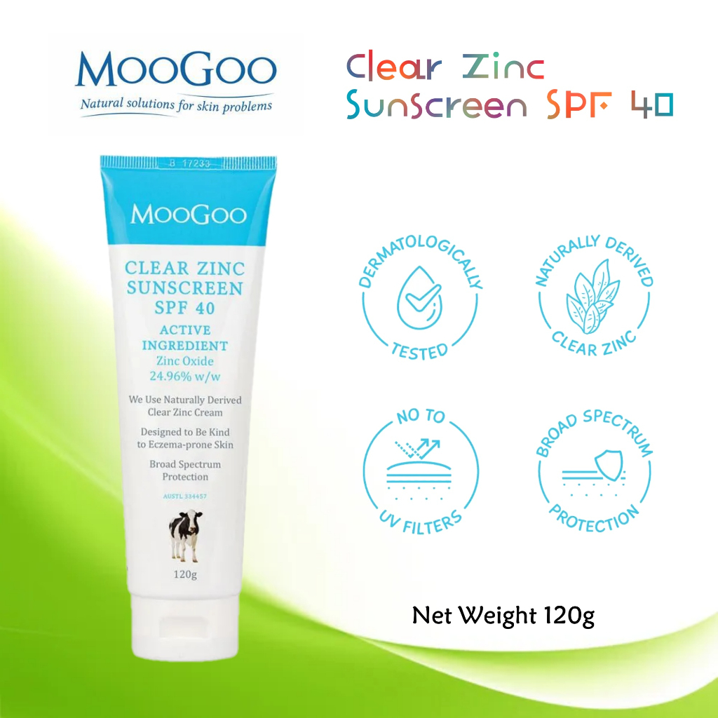 MooGoo Clear Zinc Natural Sunscreen SPF40 120g / 200g | Shopee Malaysia