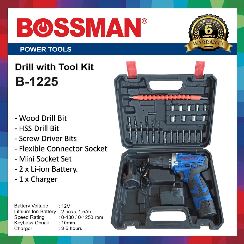 BOSSMAN BCD12i Cordless Impact Drill / B1225 Cordless Drill SET ...