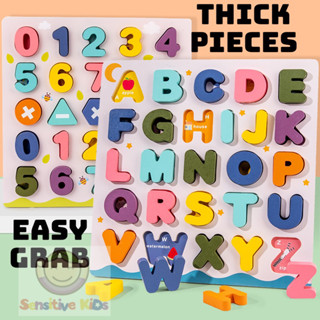 BOLEH ABC Puzzle, Wooden Alphabet Puzzle, Numbers Puzzle, 123 Puzzle ...
