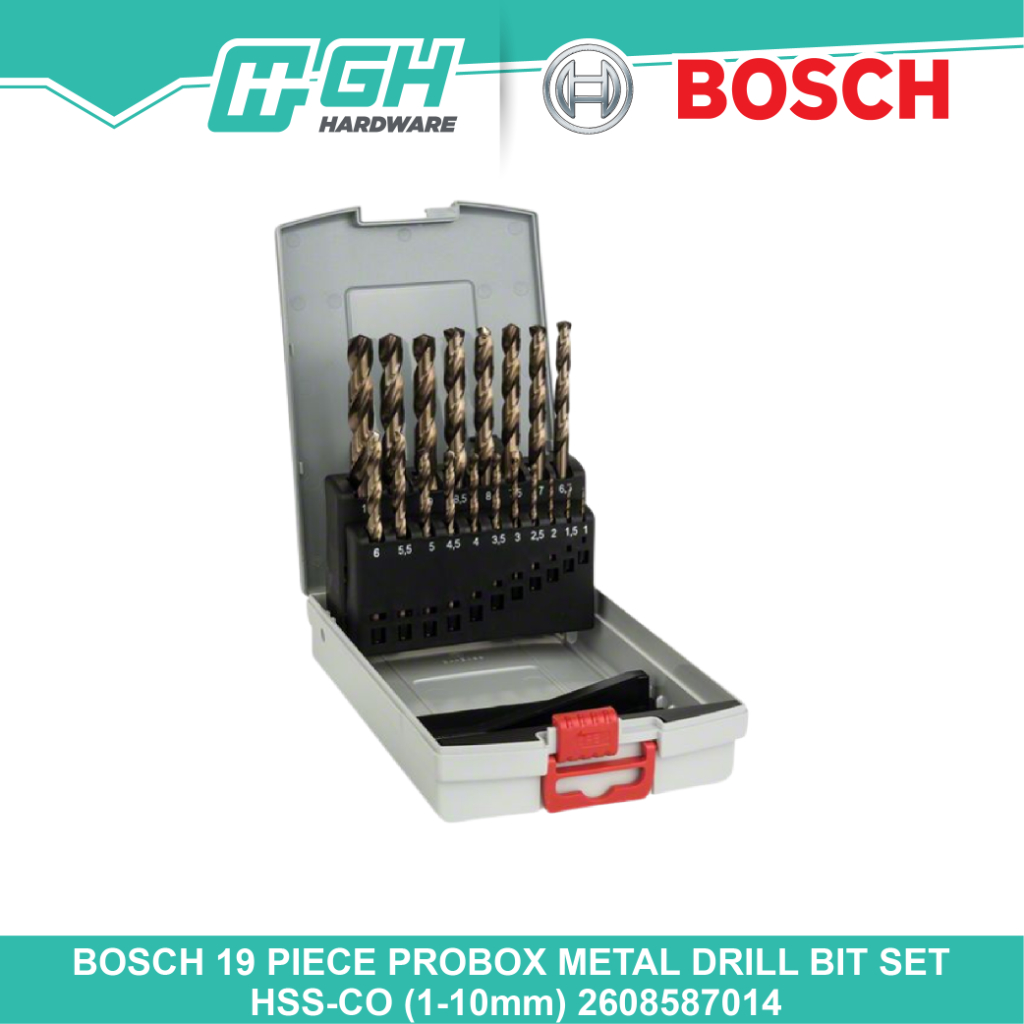 [ GH HARDWARE ] BOSCH 19 Piece Probox Metal Drill Bit Set Hss-co 1-10mm ( 2608587014 ) | Shopee ...