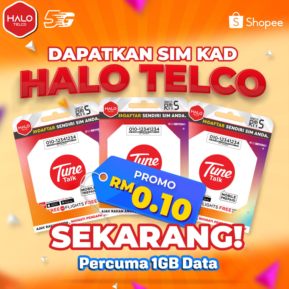 🔥[10 SEN] [PREPAID] [5G] SIMKAD HALO TELCO - Sim Kad Unlimited Data ...