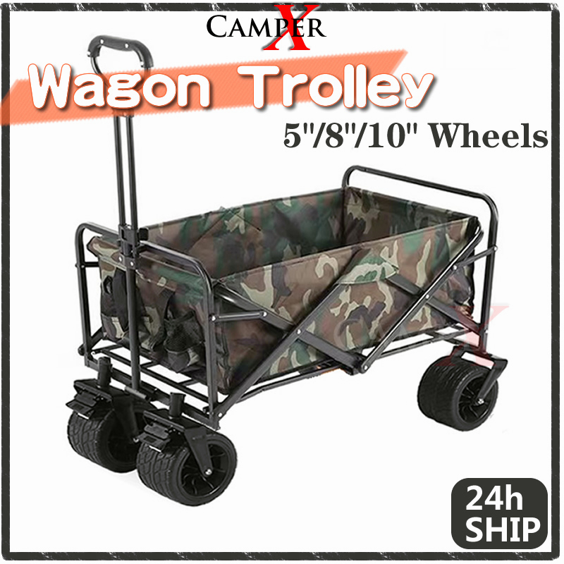 【🇲🇾Ready Stock】🔥Outdoor Utility Folding Wagon Trolley 8 Inch BIG WHEEL ...