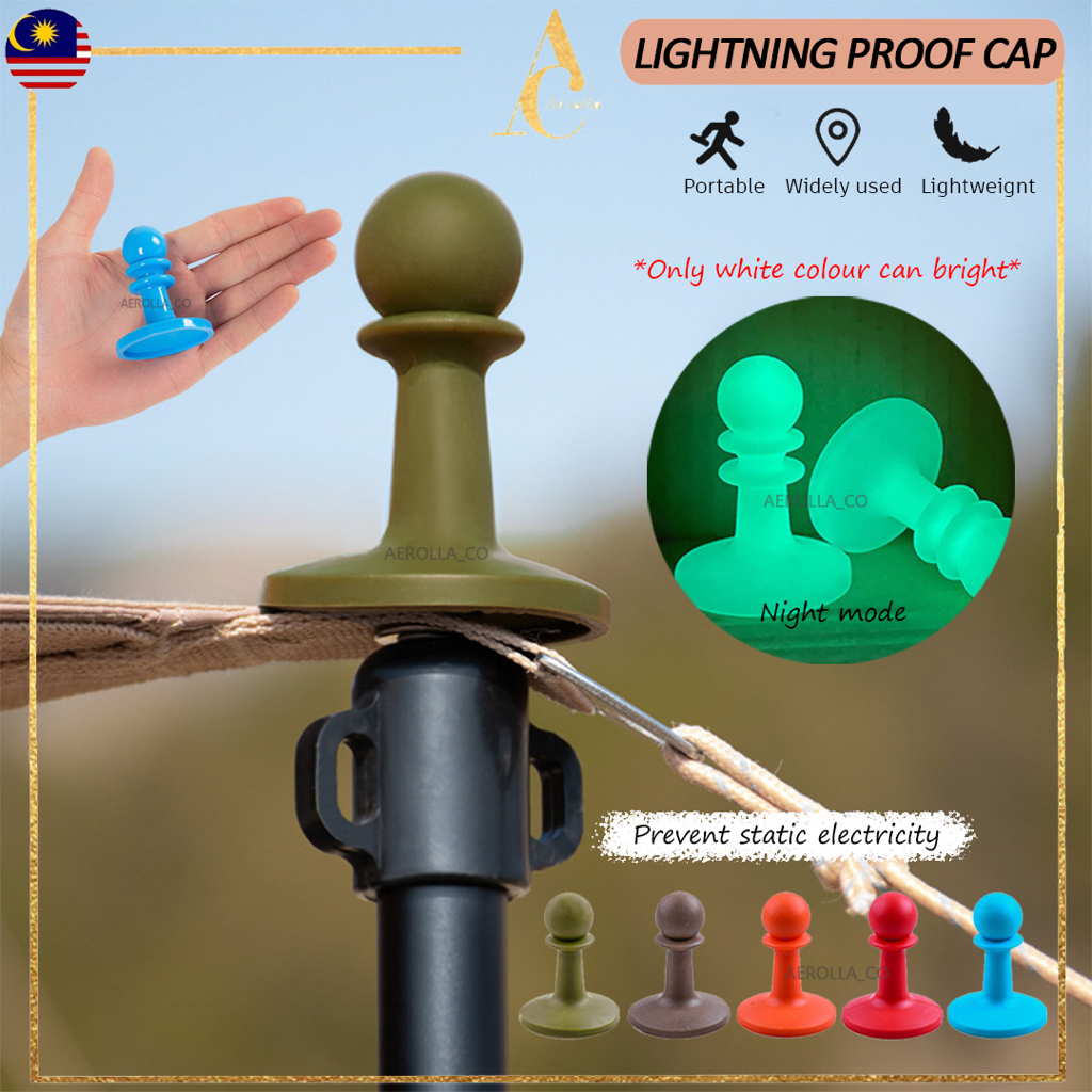[NEW] Lightning Proof Cap Camping Tent Poles Luminous Glow Anti-Thunder ...