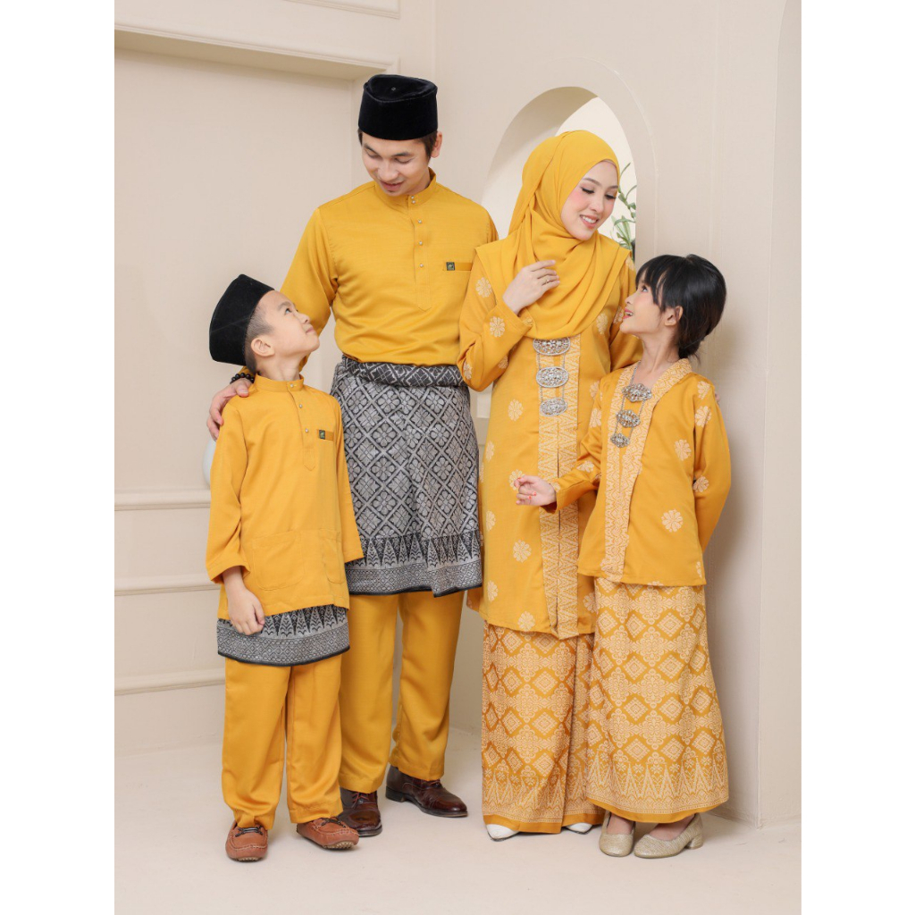 KEBAYA SONGKET TABUR EXCLUSIVE SET FAMILY RAYA (MUSTARD) | Shopee Malaysia