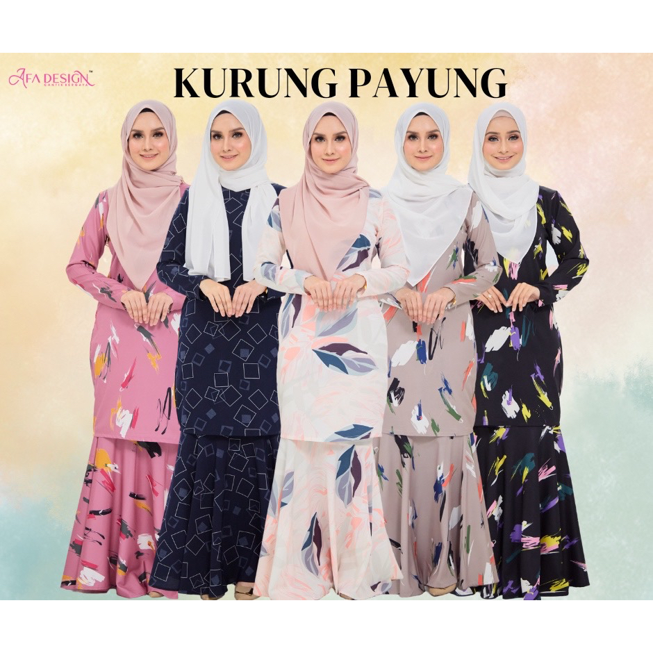 Baju Kurung Payung Chiffon Crepe Selembut Baldu Siri 2 | Shopee Malaysia