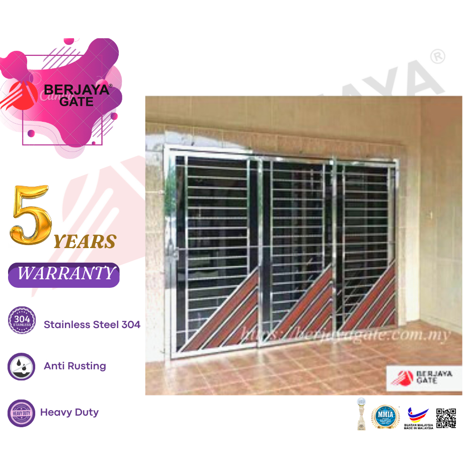 【PRE-ORDER 7x7FT】3 Sliding Door Grille / Stainless Steel Sliding Grille ...