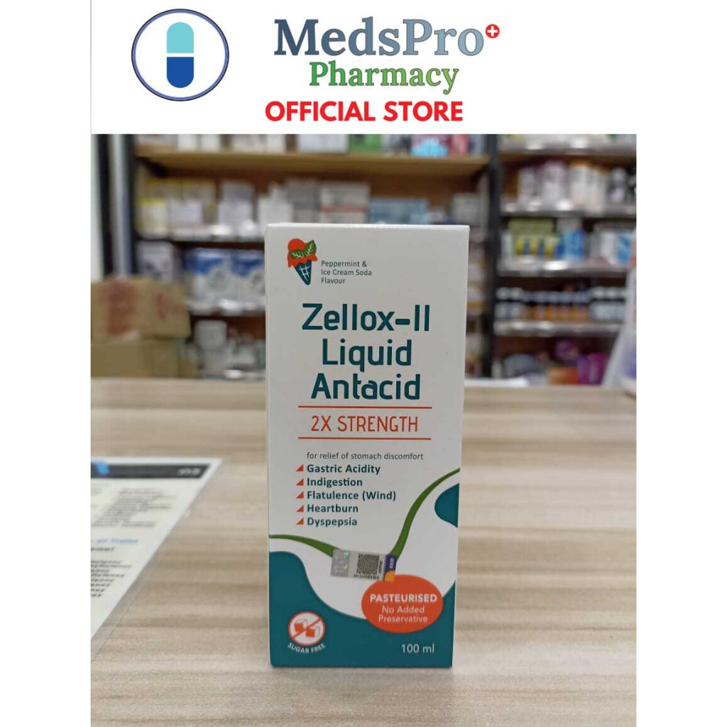 Zellox-II Double Strength Liquid Antacid Sugar Free 100ml (EXP 10/25) | Shopee Malaysia