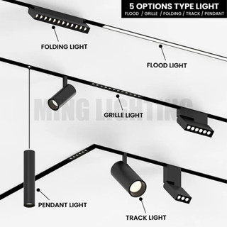 LED Magnetic Track Light Modern Tracklight Pendant Lamp Grille Folding ...