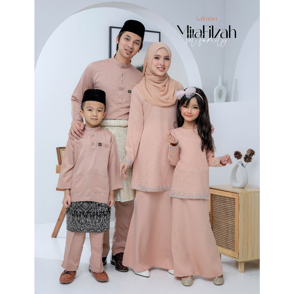 BAJU RAYA MODEN SET FAMILY MIRA FILZAH EXCLUSIVE (SALMON) | Shopee Malaysia
