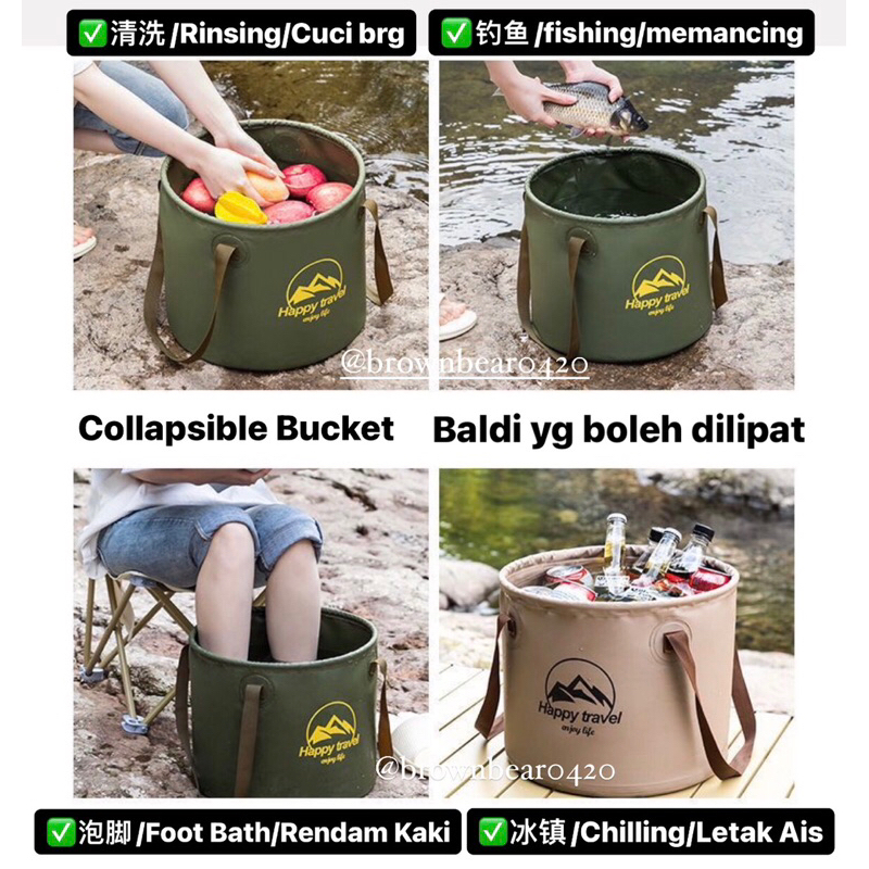 【Heavy Duty】10L/20L Army Foldable bucket baldi lipat collapsible ...