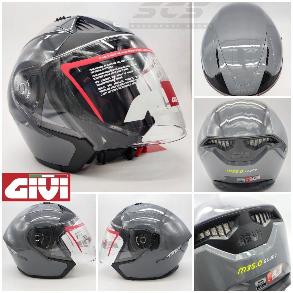 Original Helmet Givi M35.0 Modern Nano Grey Scudo Open Face Accessories Motor Vario160 EX5 Kriss ...