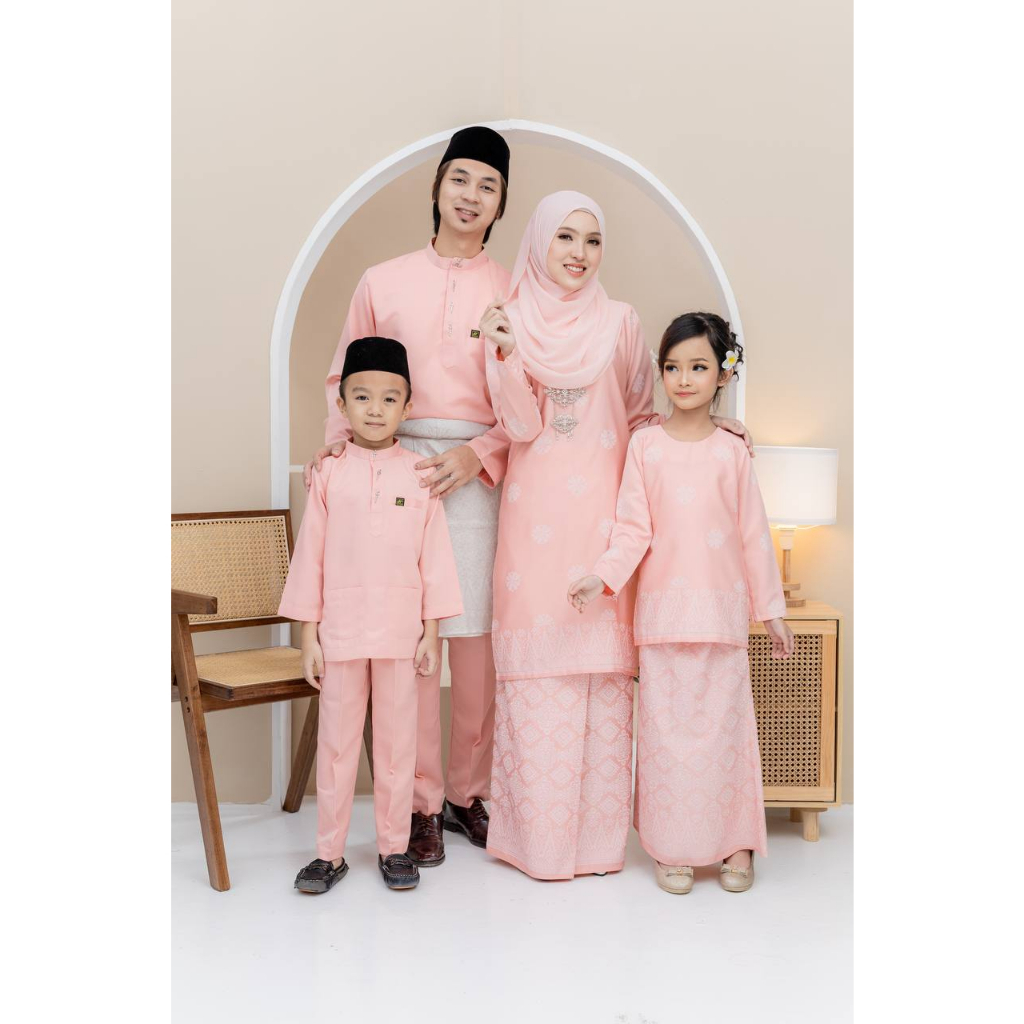 BAJA RAYA MODEN SET FAMILY SONGKET TABUR EXCLUSIVE (PEACH) | Shopee ...