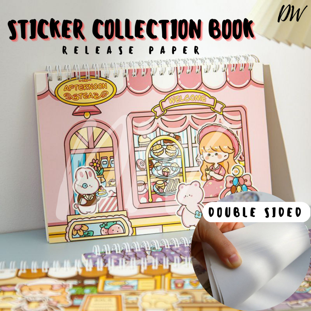 [DW] A5 80 Pages Cute Sticker Collecting Album Reusable Sticker Book ...