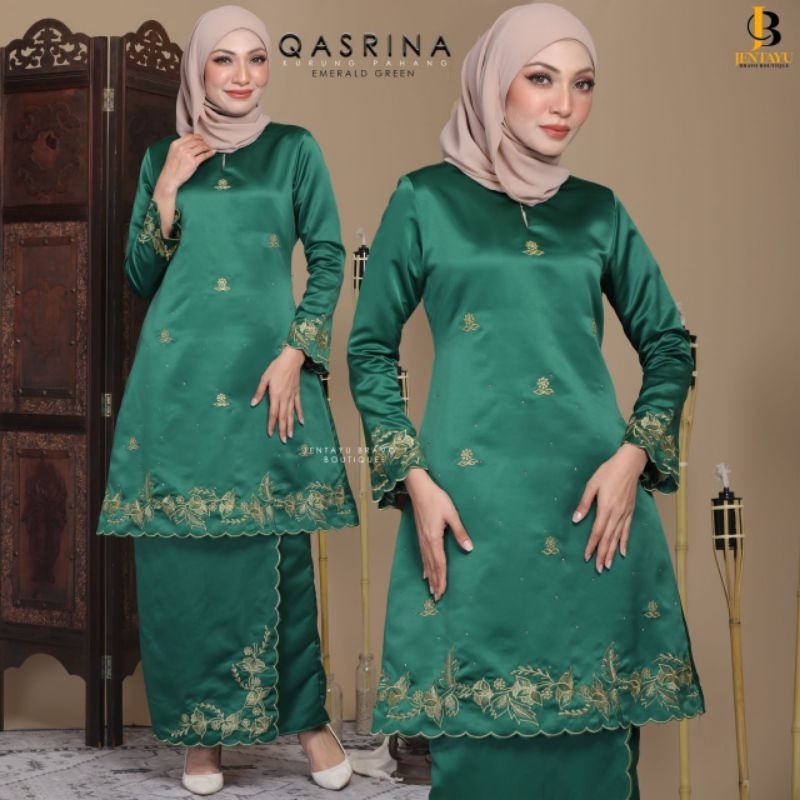 Baju Kurung Moden Sulam QASRINA MARYAM Baju Tunang Akad Nikah Raya 2023 Dinner Satin Duchess ...