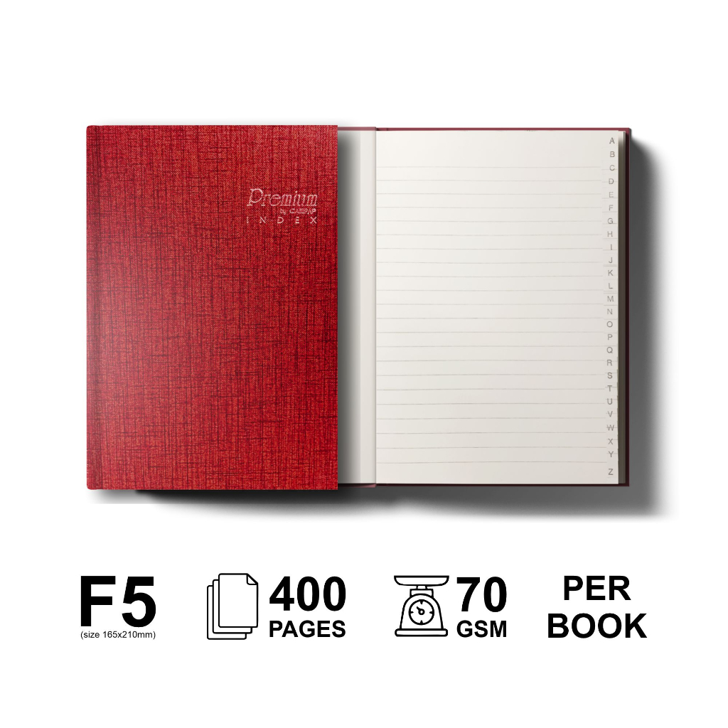 Campap Premium F5 Index Book 70gsm 400pages (CA 3136) Notebook ...
