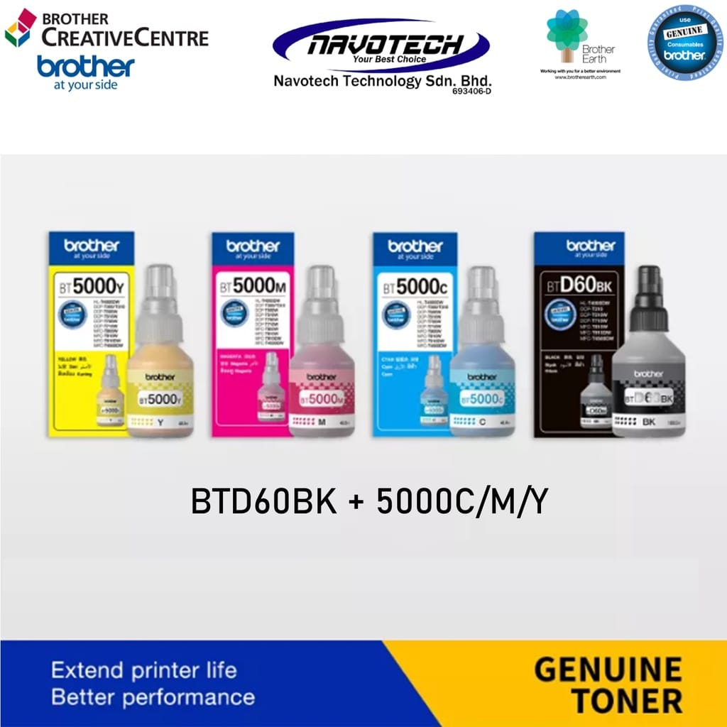 Brother BTD60BK + BT5000 Set Ink For T310/T510W/T710W T520DW T420W T220 ...