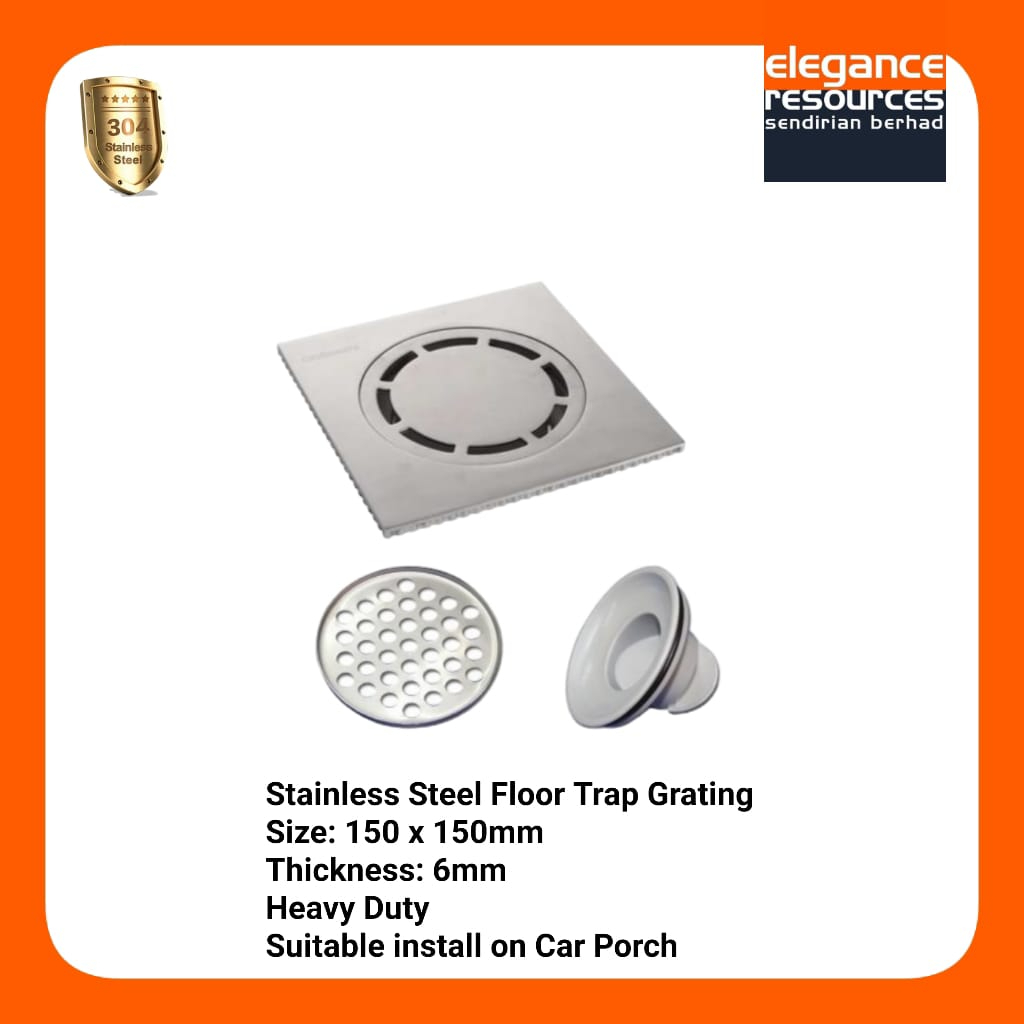 SUS304 STAINLESS STEEL FLOOR TRAP GRATING 150X150MM THICKNESS 6MM HEAVY ...