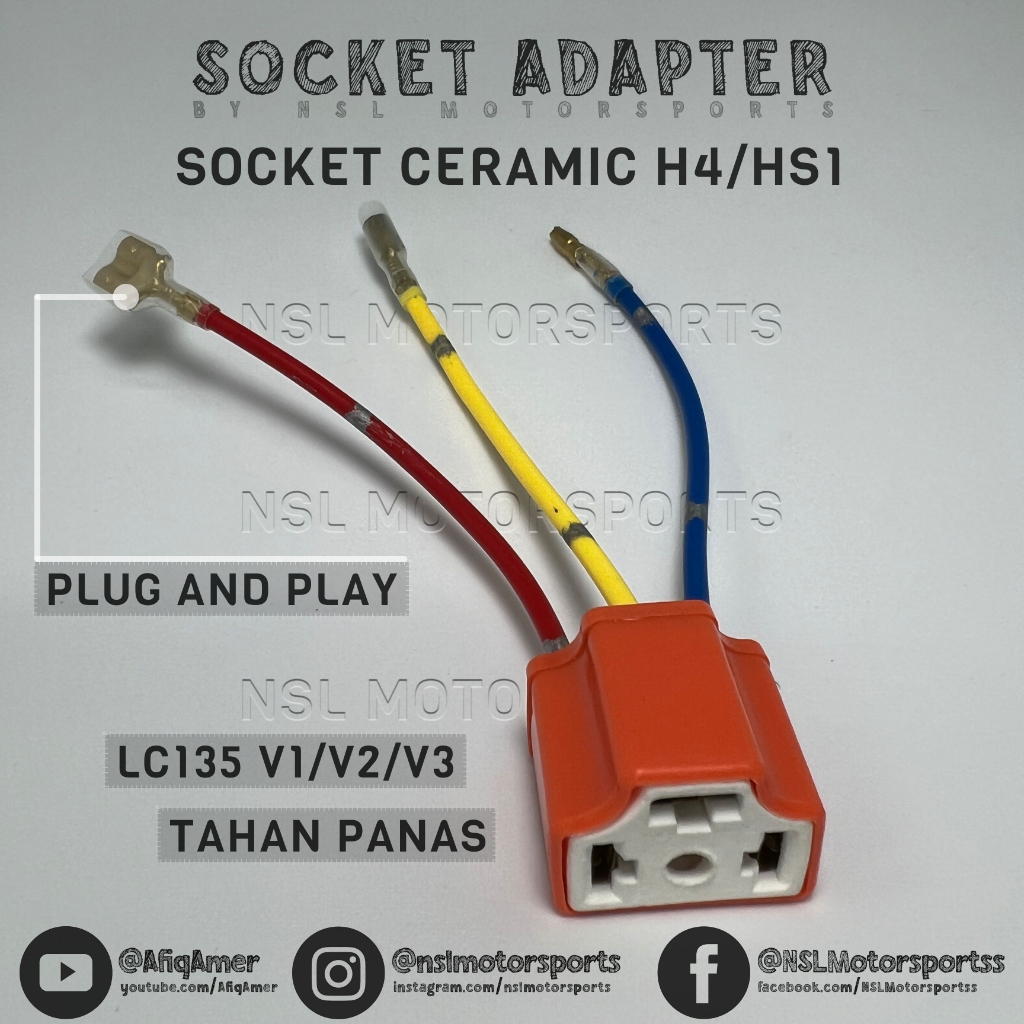 PNP Socket Lampu Ceramic H4 HS1 for LC135 V1 V2 V3 Soket Lampu Seramik H4 Z1P4T Crypton Headlamp ...