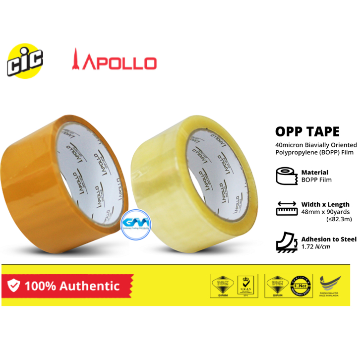 APOLLO OPP Tape 48mm x 90yard (Transparent / Brown) | OPP Packing Tape ...