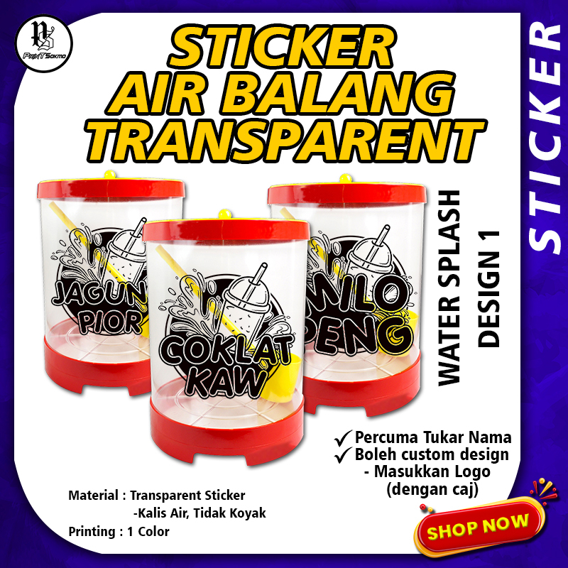 Sticker Air Balang Transparent Gam Kuat, Kalis Air & Tahan Lasak Water ...
