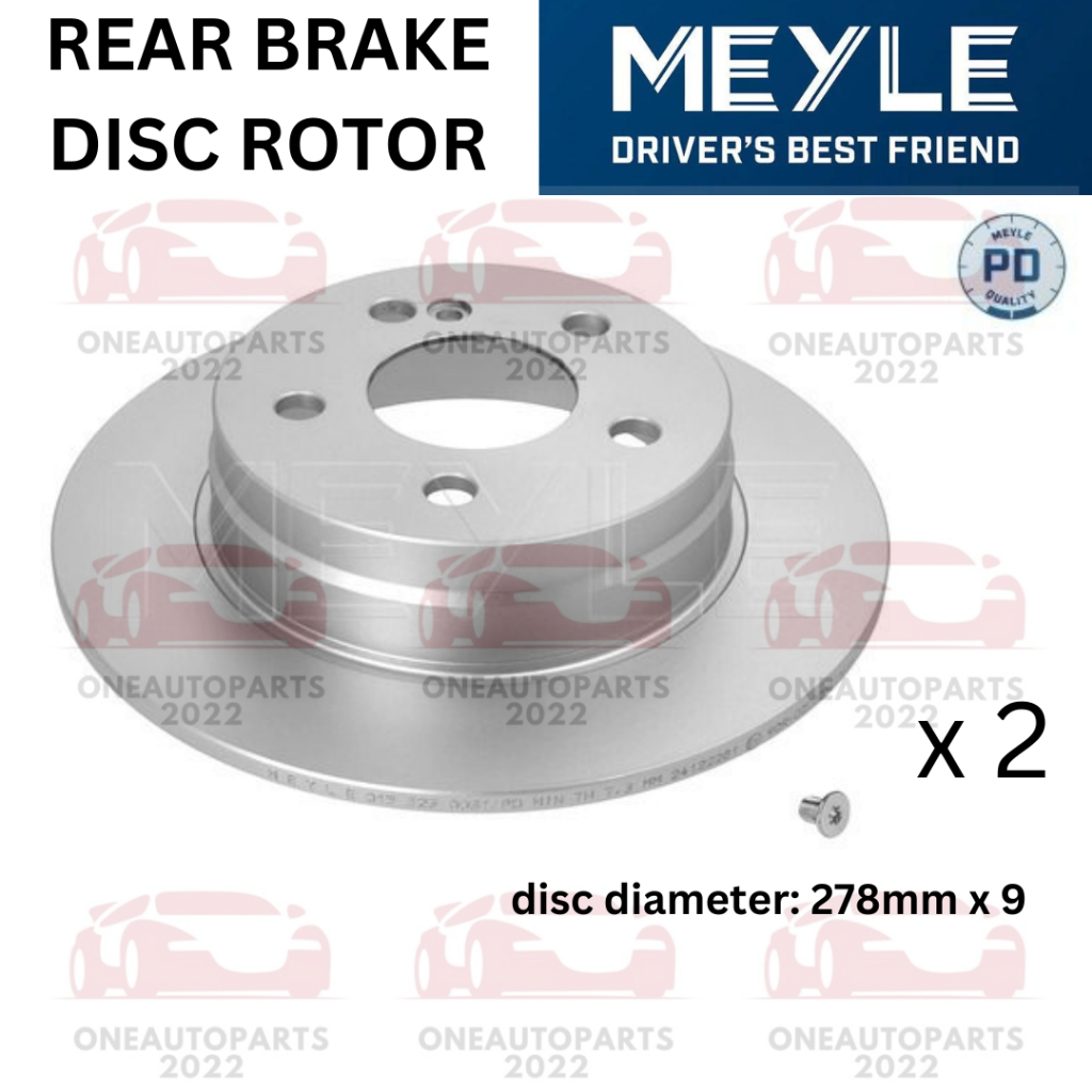 MEYLE GERMANY REAR DISC ROTOR MERCEDES BENZ W204 C180CGI (278mm type ...