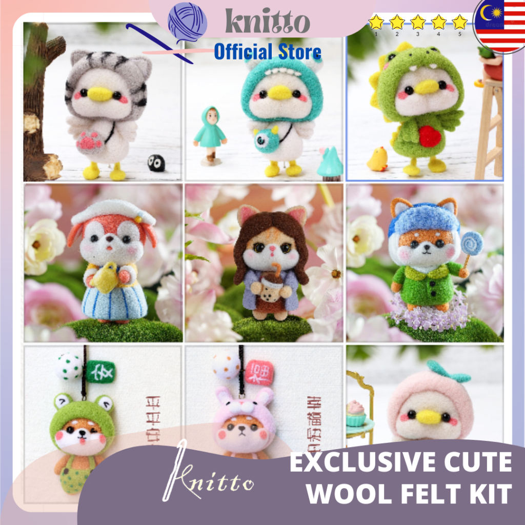 Cute Wool Felt Kit for Beginners DIY Kit Handmade Keychain Gift Needle ...