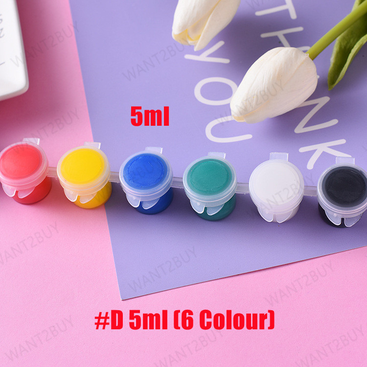 3/5ml DIY Acrylic Color Paint Set Pod Strips Arts Craft Plastic Storage Containers 6 empty Pots ...