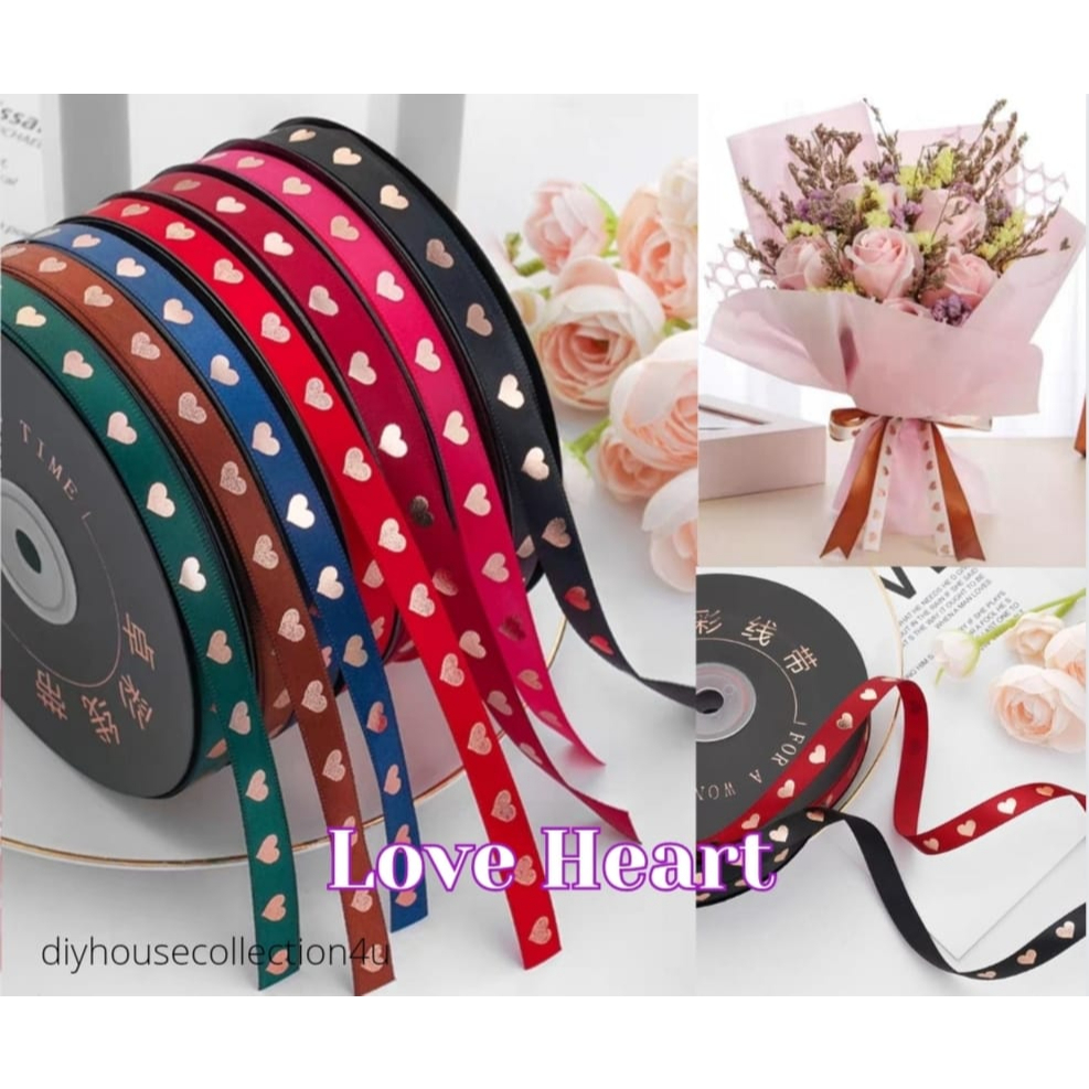 (5 Meter) 1cm Ribbon Satin Ribbon Gift Ribbon Heart | Shopee Malaysia