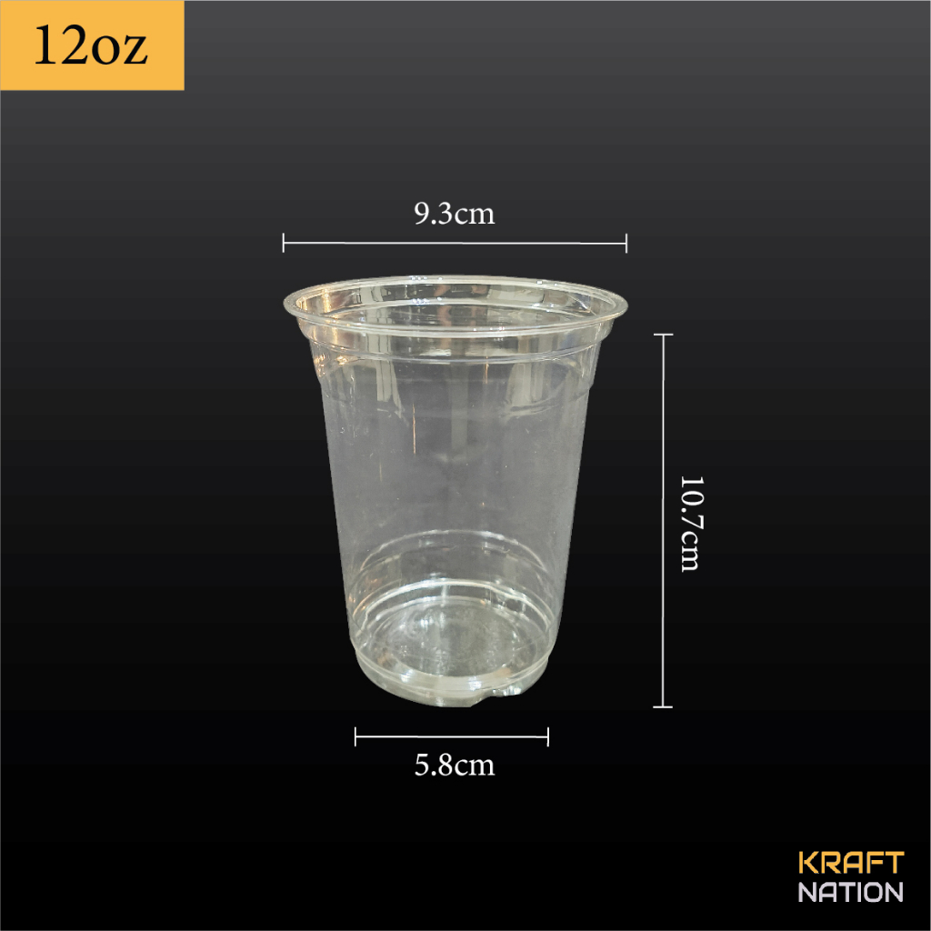 [50 pcs] Premium PET Cup 12oz Clear 93mm Plastic Cup Milk Tea/Cold Cup ...
