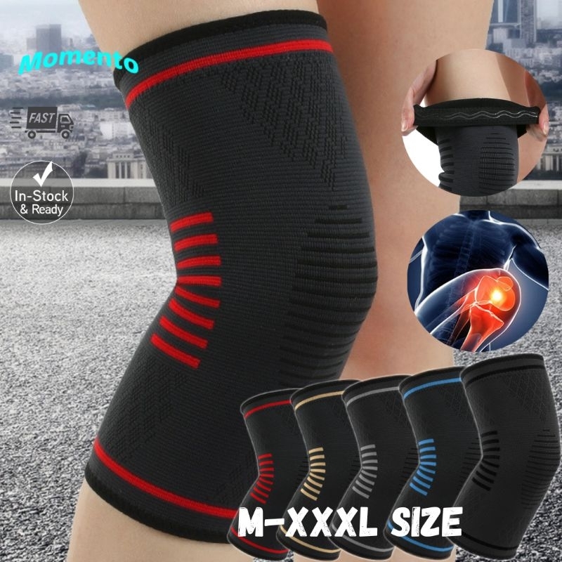 🇲🇾Stripes AntiSlip Elastic Compression Sleeve Knee Guard Knee Brace ...