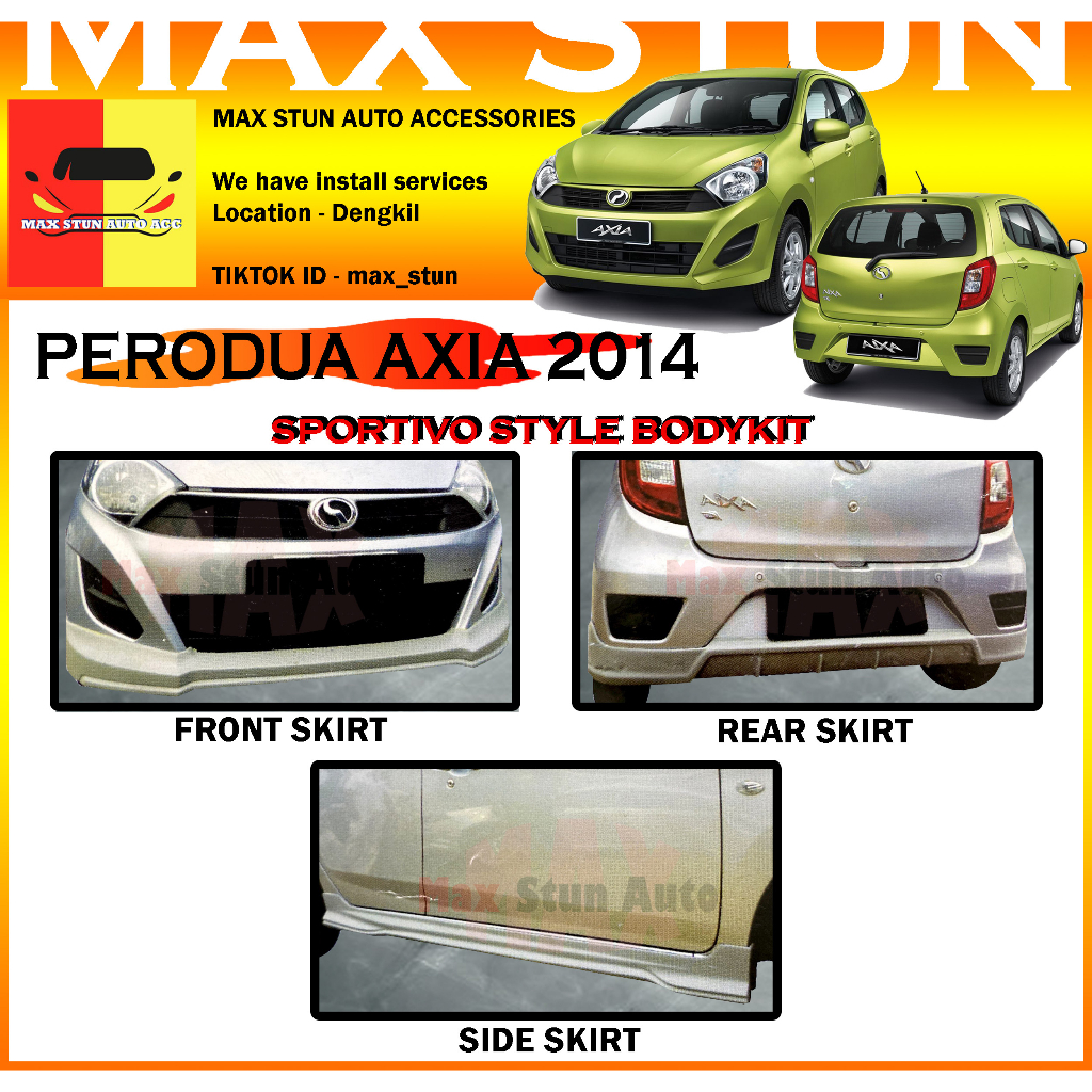 PERODUA AXIA 2014-2016 SPORTIVO FULLSET BODYKIT BUMPER SKIRT LIP CAR ...