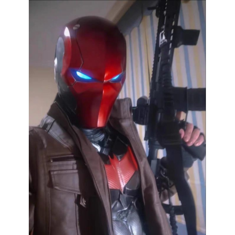 Homemade red hood LED helmet batman helmet mask for cosplay suit ...