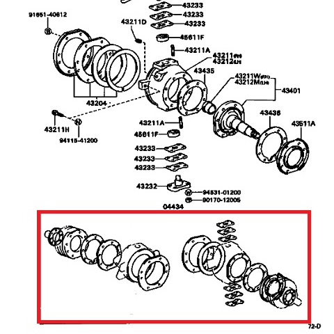 TOYOTA HILUX/4RUNNER / LAND CRUISER FRONT AXLE OVERHAUL GASKET KIT ...