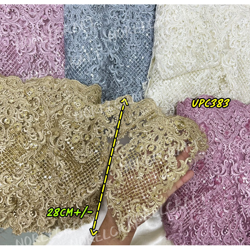 1METER[UPC383]BORDER LACE/RENDA BAJU LEBAR/TRIMMING BORDER LACE/RENDA ...