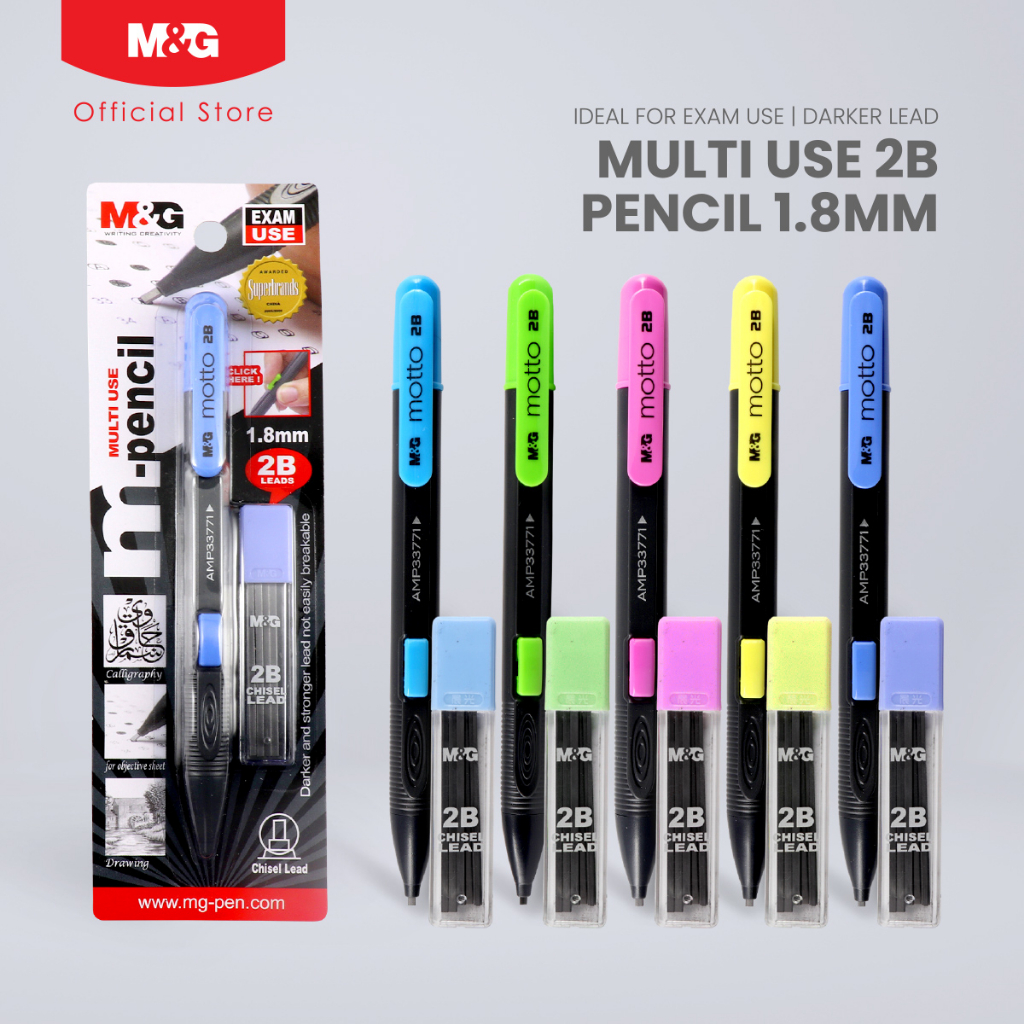 M&G Mechanical Pencil + Free 1 Box Of Lead - Multi-use 2B Pencil 1.8 ...