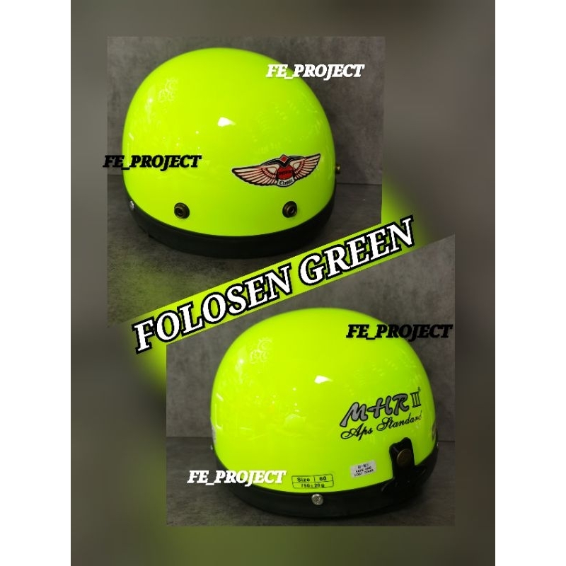 FOLOSEN GREEN Original MHR III Helmet Separuh 1/2 Half Cut (All packing ...