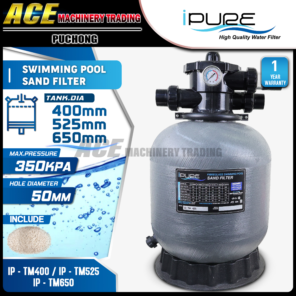 [ IPURE ] IP-TM400 / IP-TM525 / IP-TM650 Swimming Pool Sand Filter 400 ...