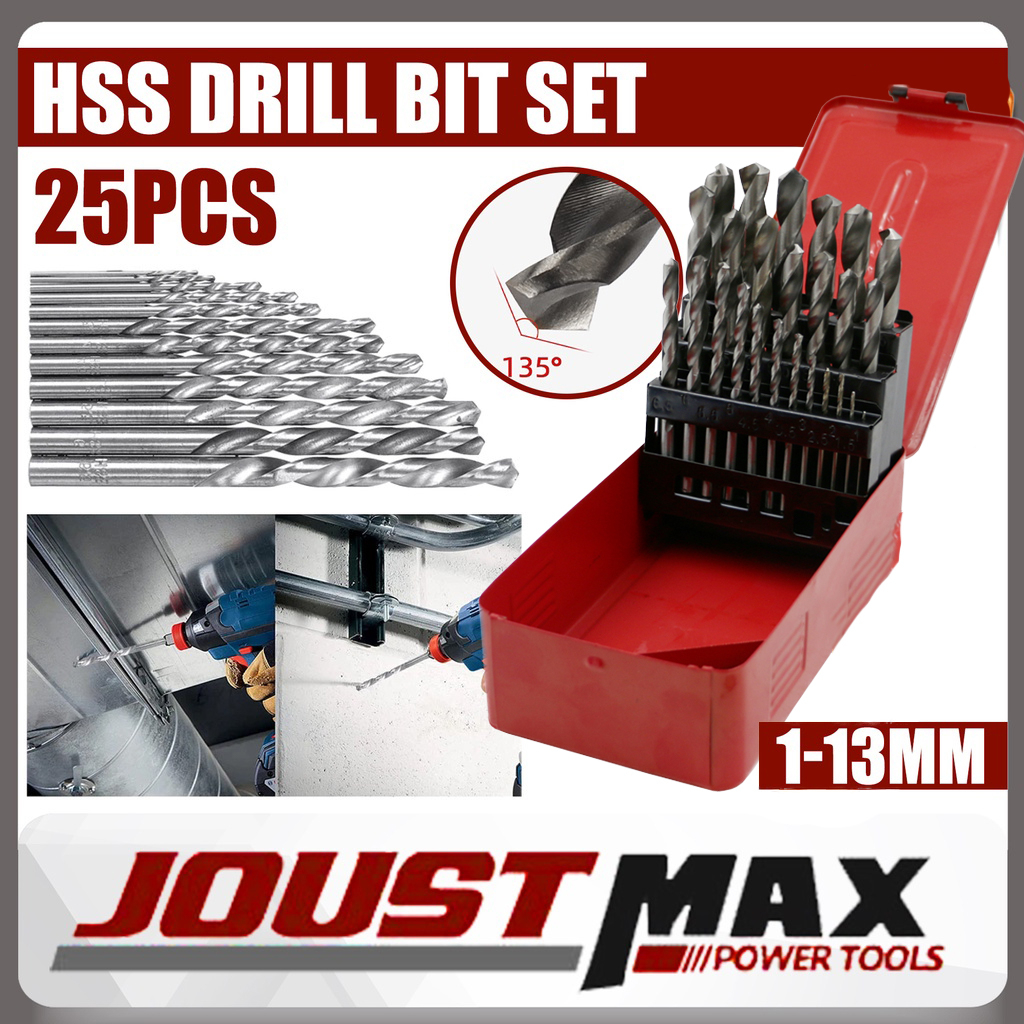 25PCS HSS Twist Drill Bit Set Chrome For Metal & Wood Cobalt Steel Woodworking Drill (1.0mm - 13 ...