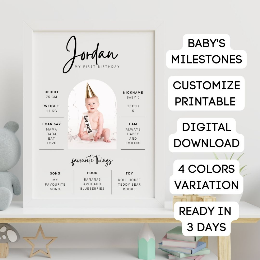 Customize Baby's First Year Milestones Printable Digital Copy My First ...