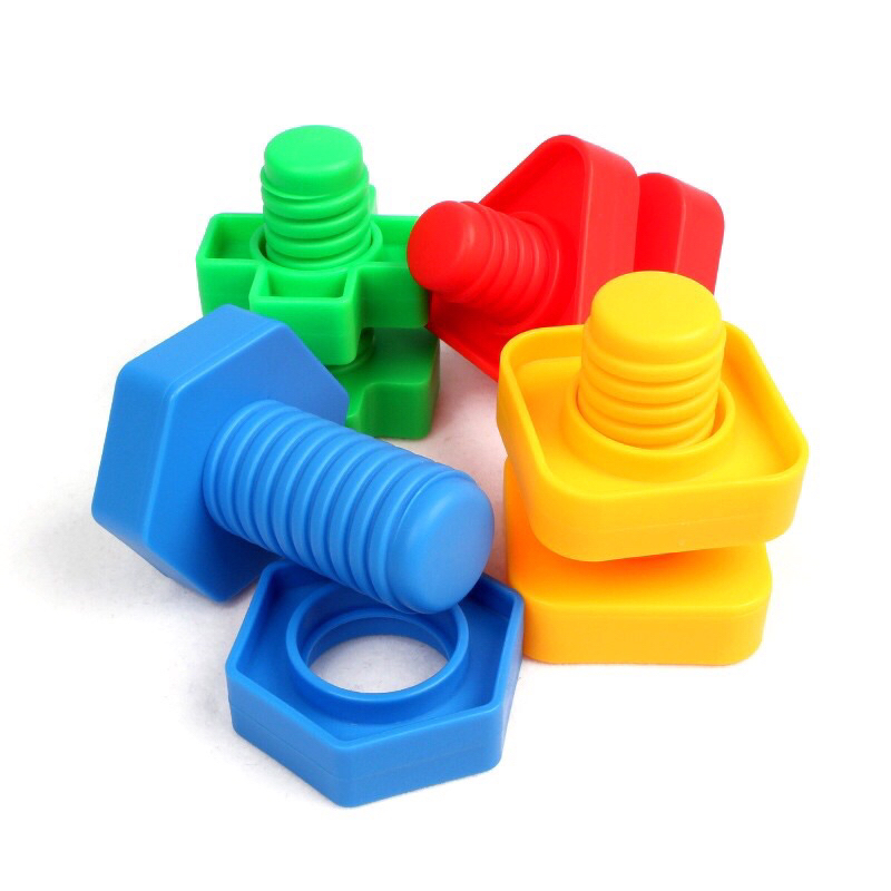 1 Set Children Screw Building Blocks Toys Plastic Insert Blocks Nut ...