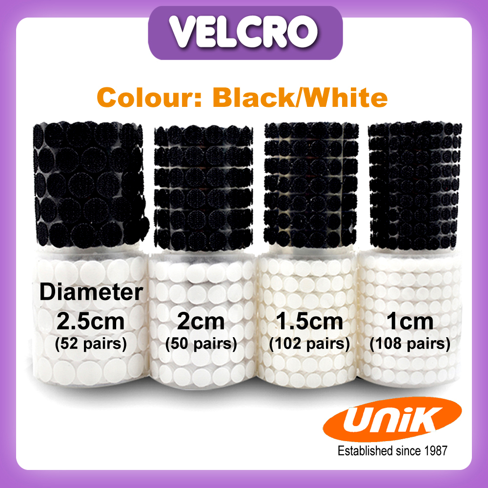 [UNIK] 1cm - 2.5cm Self Adhesive Velcro Magic Dots Double Side Tapes ...