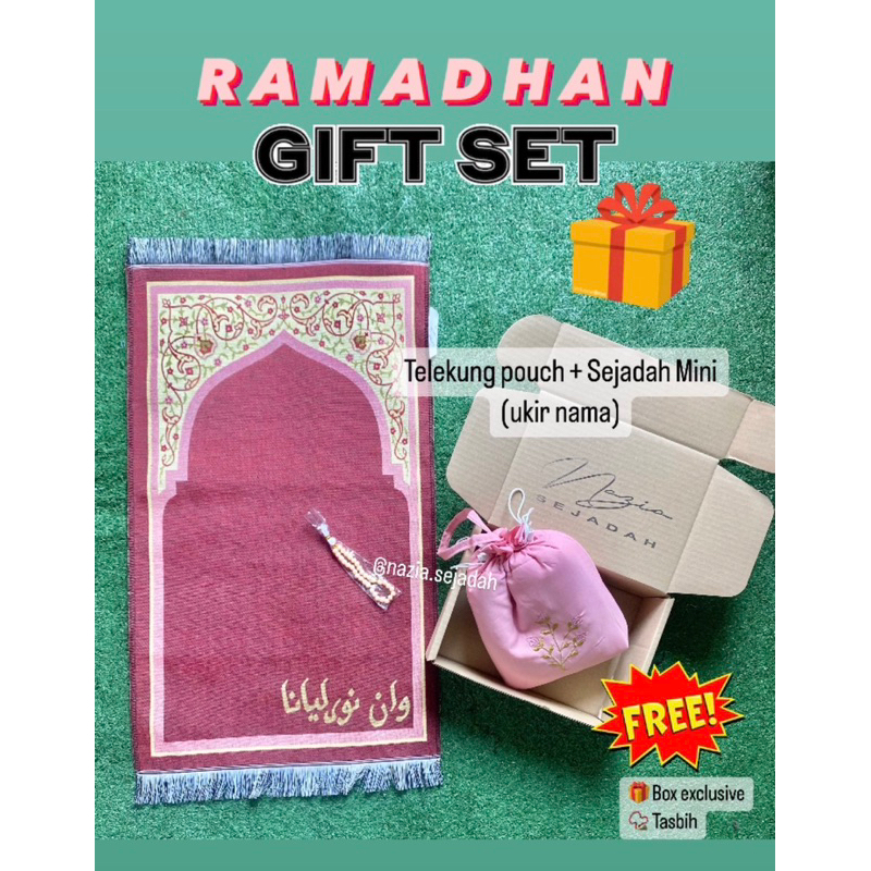 Ramadhan Gift Set Telekung Travel Pourch dan Sejadah Mini FREE Ukir ...
