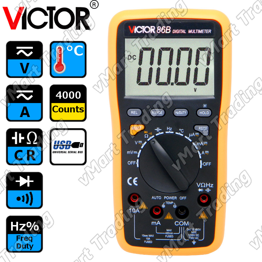 VICTOR 86B Digital Multimeter with Real-time USB Data Logging | Shopee ...