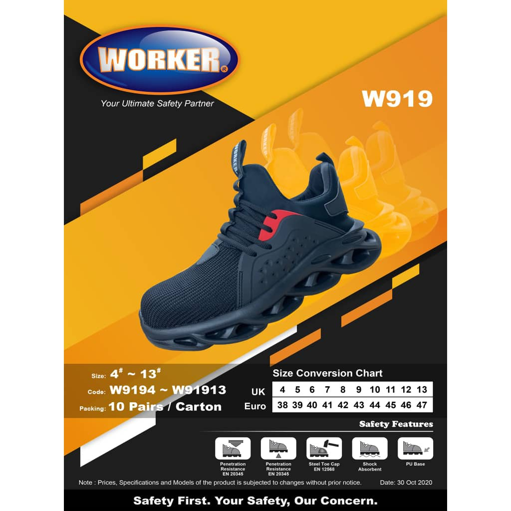 WORKER W919(NEW) W889 INDUSTRIAL HEAVY DUTY SAFETY SHOES ANTI SMASH ...