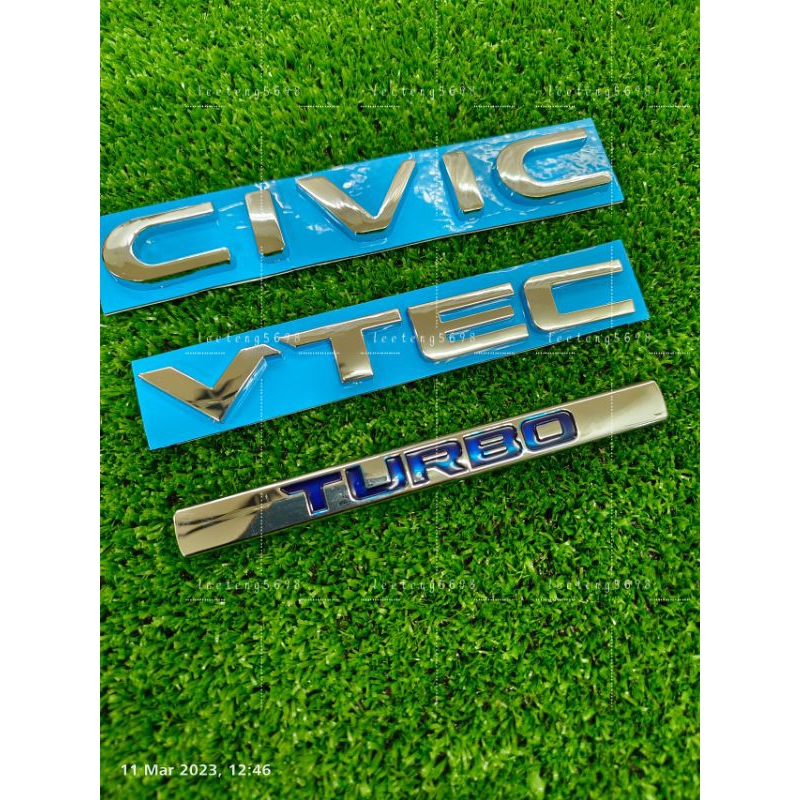 Ready Stock🥳Honda Civic Vtec Turbo Emblem Logo (Red/Black/Silver ...